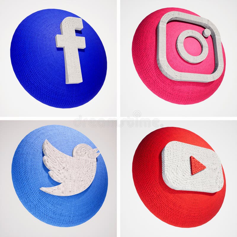 3D Social Media Fabric Texture Icon Editorial Stock Image ...