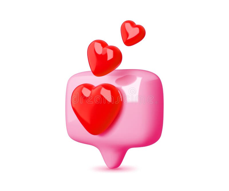 3d Social Media Love Heart Bubble Vector Icon Stock Vector ...