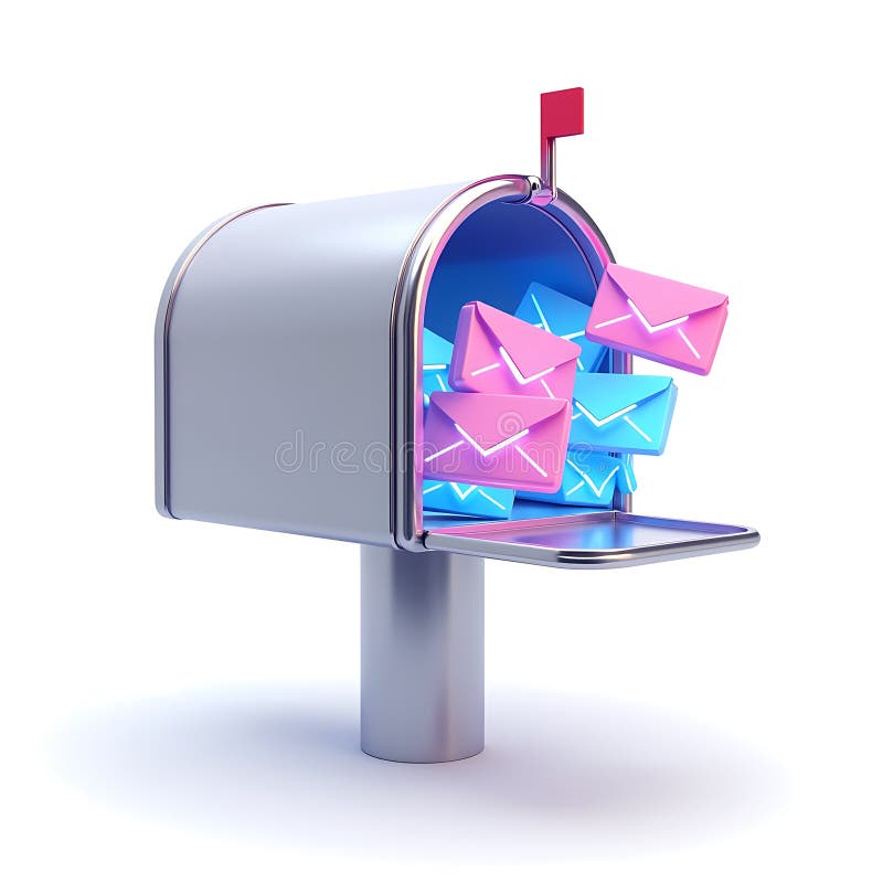 3D Social Media Mailbox Icon Stock Illustration - Illustration of ...