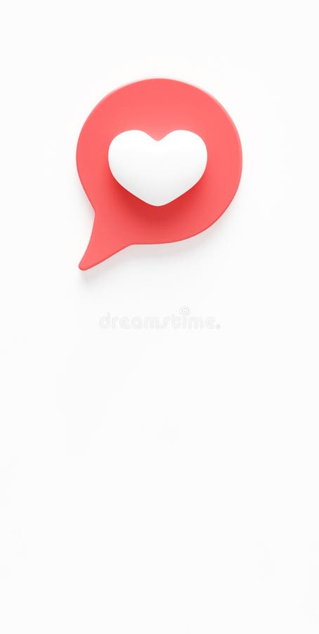 3d Social Media Notification Love Icon. Social Media Notification Love ...