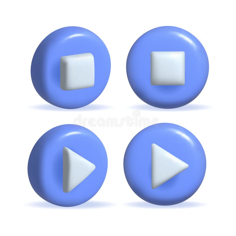 3d Social Media Play Video in Blue Circle. Blue Round Play Button for ...