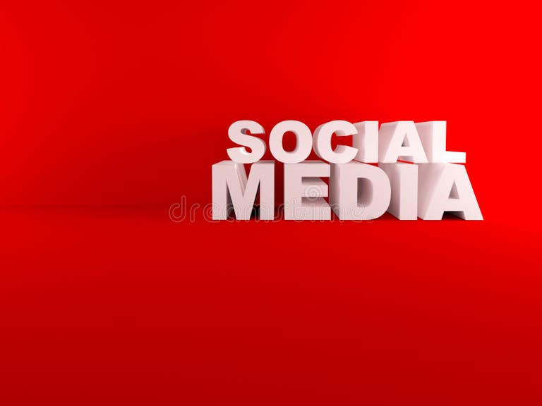 3D Social Media Text Isolated Red Room Stock Illustration ...