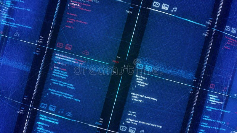 3d Software Base with Codes. Animation. Projection of Software with ...