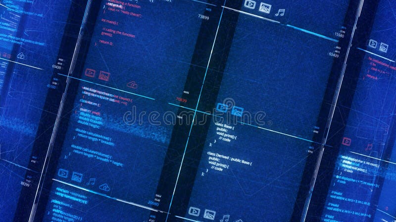 3d Software Base with Codes. Animation. Projection of Software with ...
