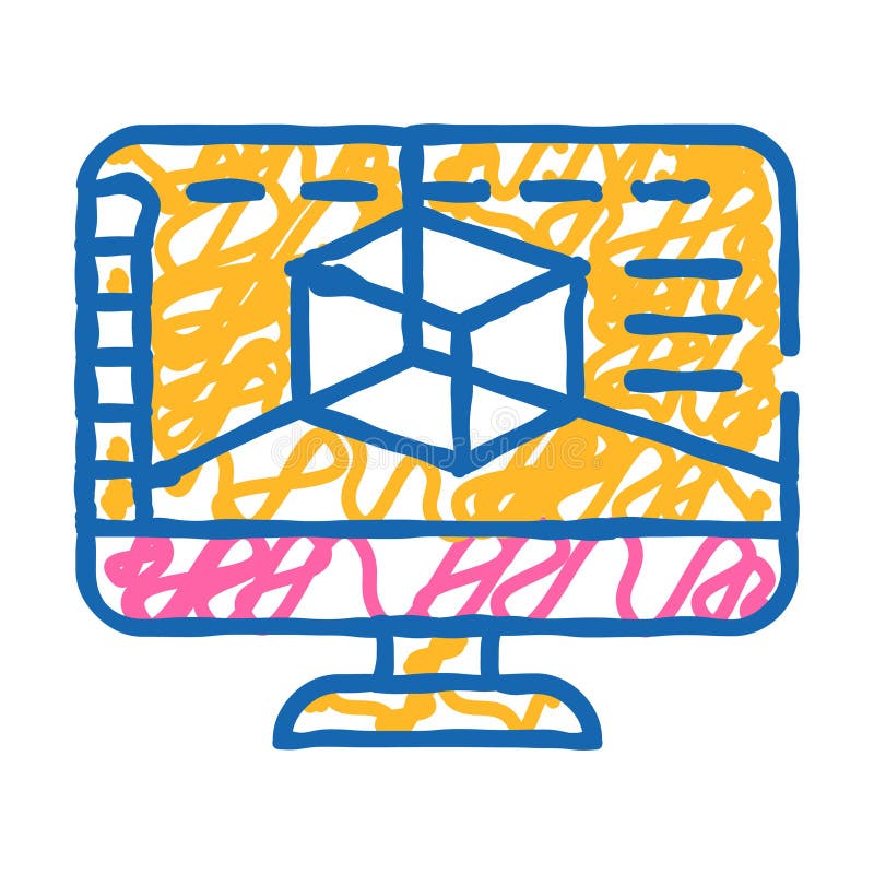 3d Software Icon Doodle Illustration Stock Vector - Illustration of ...