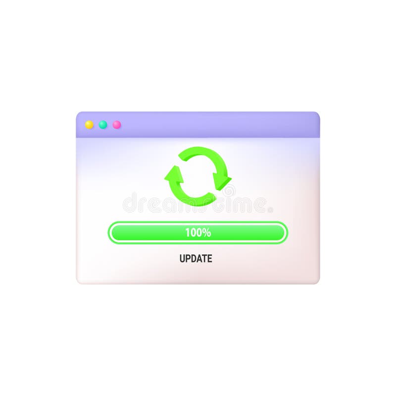 3d Window Icon of Software Update Process. Download and Install a New ...