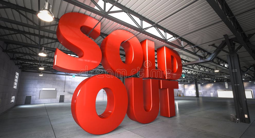 3d Sold Out Sign in Empty Warehouse Stock Illustration - Illustration ...