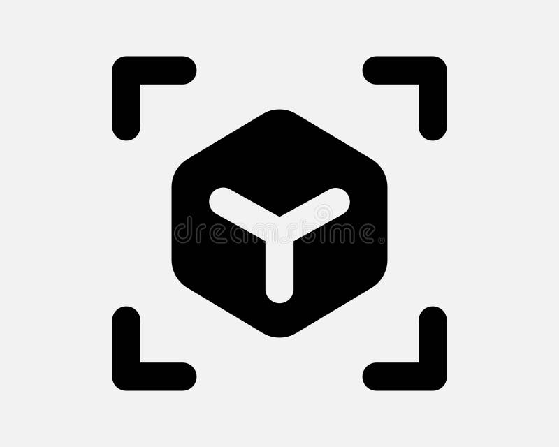 3D Cube Box Square Scan Sanner Zoom Image View Solid Black White Icon ...