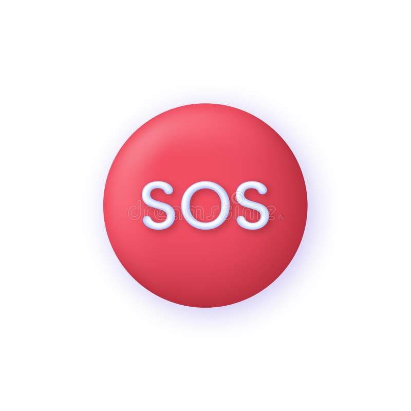 3D SOS Emergency Icon. Emergency Alarm. SOS Help Service Stock Vector ...
