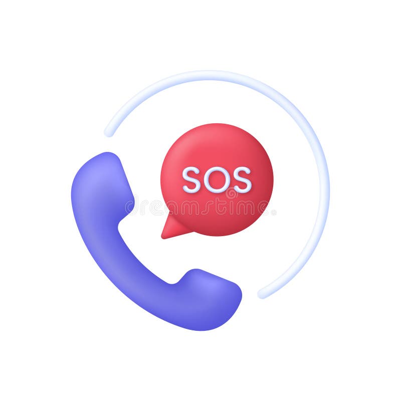 3D SOS Emergency Icon. Emergency Alarm. SOS Help Service Stock Vector ...