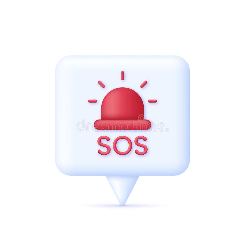 3D SOS Emergency Icon on Speech Bubble. Emergency Alarm. SOS Help ...