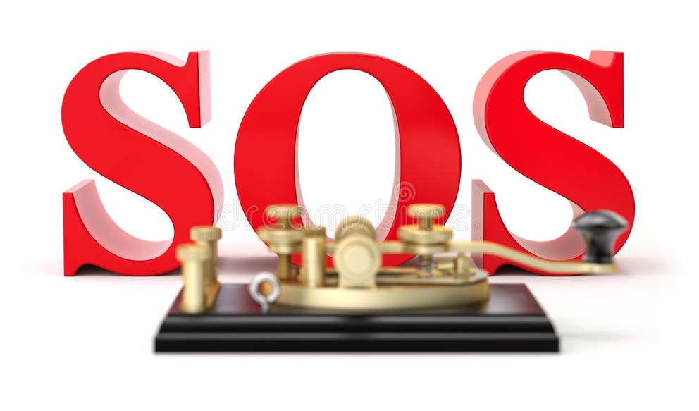 3d SOS Text with Morse Code Telegraphy Device Stock Illustration ...