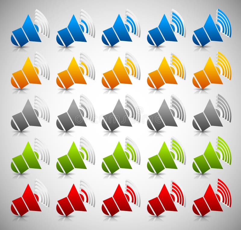 3d Sound Level, Volume Icons/Symbols Stock Vector - Illustration of ...