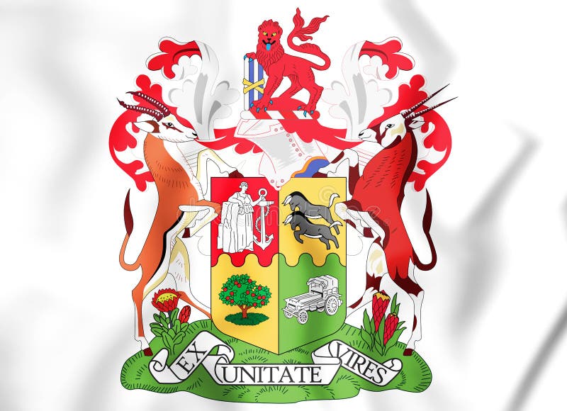 3D South Africa Coat of Arms 1932-2000. Stock Illustration ...