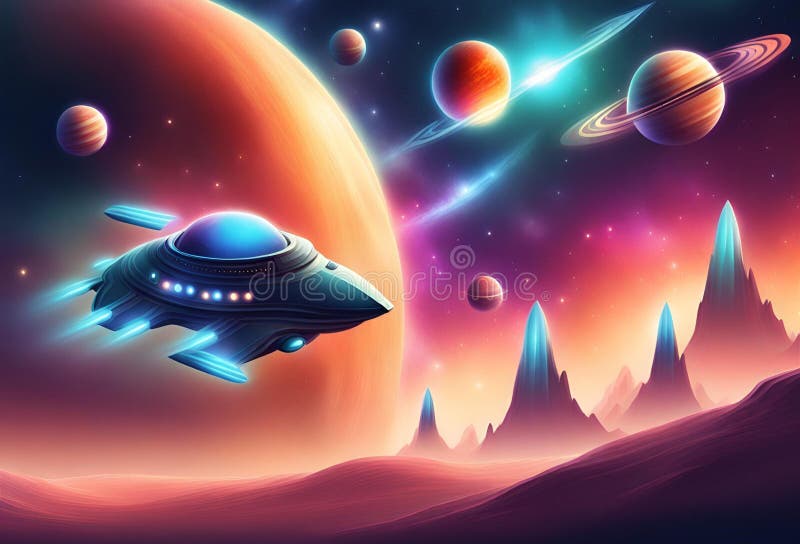 3D Space Illustration Generative AI Stock Illustration - Illustration ...