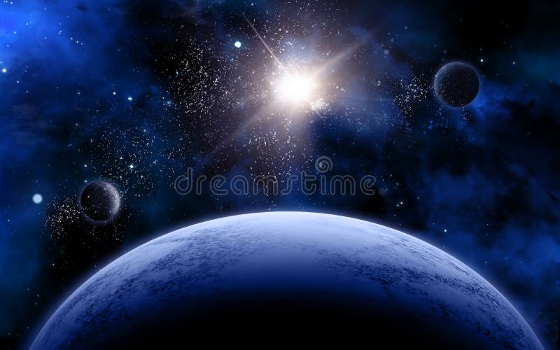 Planets in Deep Dark Space. Stock Illustration - Illustration of ...