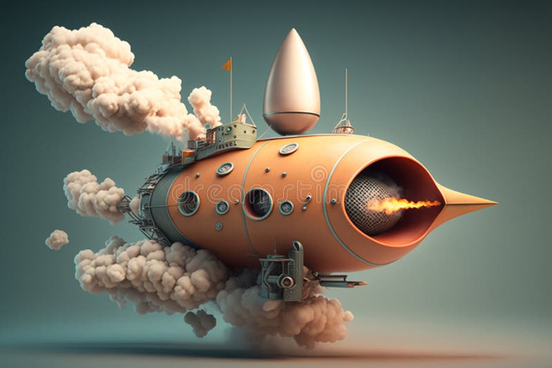 3D Spaceship Takes Flight, Accompanied by a Captivating Swirling Cloud ...