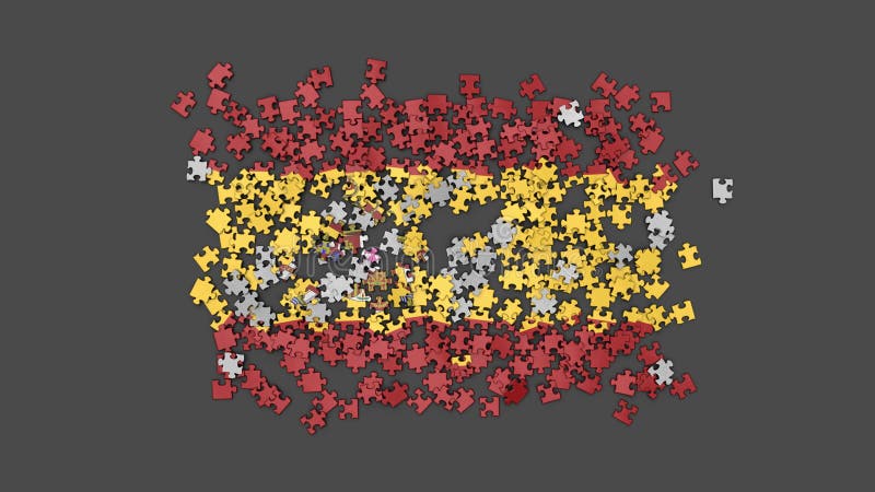 3D Spain Flag Assembled from a Puzzle Stock Video - Video of west ...