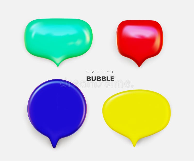 3d Speech Bubble Colored. 3d Realistic Talking Cloud. Glossy Speech ...