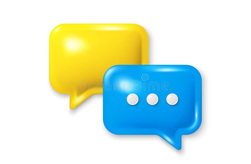 3d Speech Bubble Icon. Chat Comment with Ellipsis Icon. Blue Talk ...