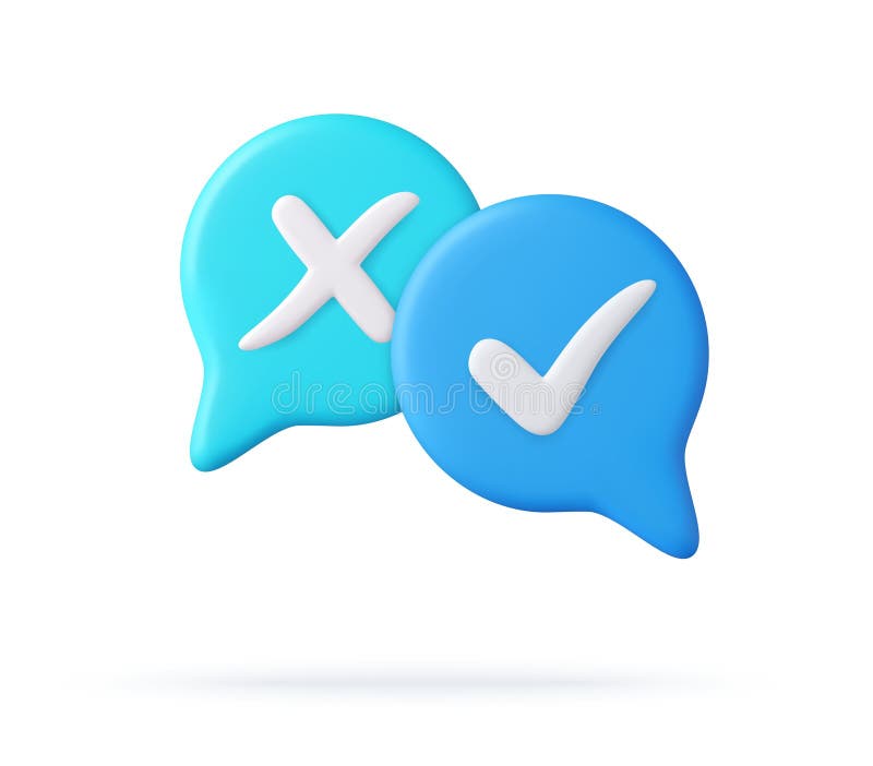 3d Speech Bubble Icons with Check Mark Stock Vector - Illustration of ...