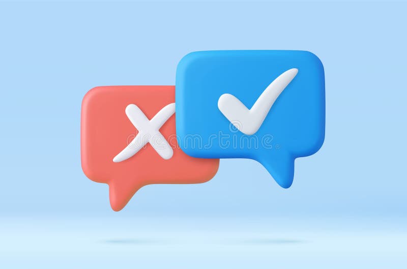 3d Speech Bubble Icons with Check Mark Stock Vector - Illustration of ...