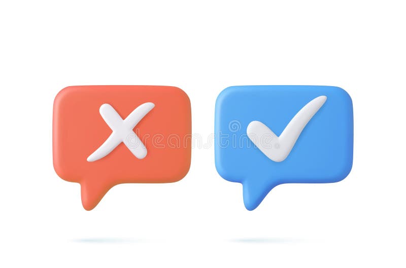 3d Speech Bubble Icons with Check Mark Stock Vector - Illustration of ...