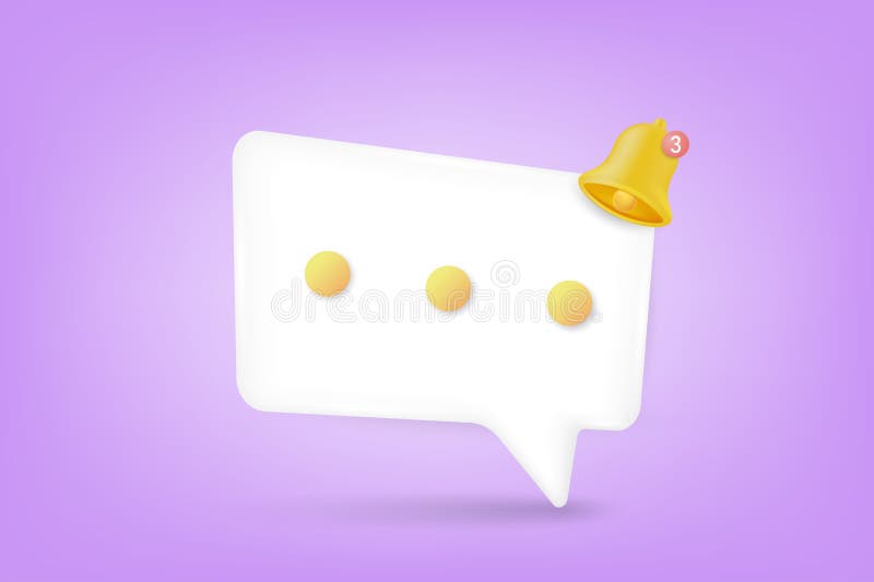 3D Speech Bubble with Notification Bell Alert. 3d Concept for Social ...