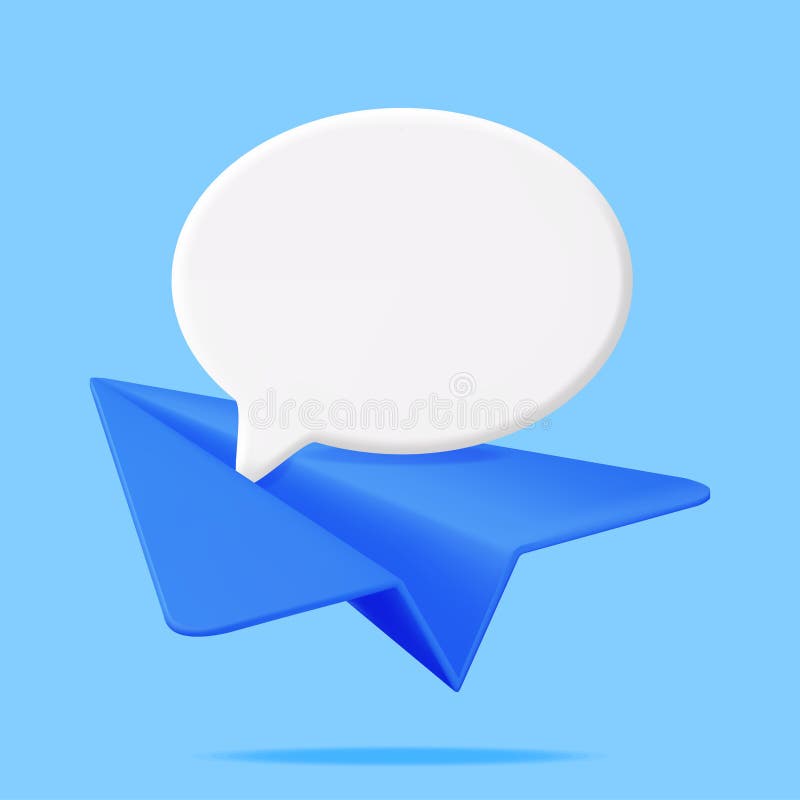 3D Speech Bubble in Paper Plane Isolated Stock Vector - Illustration of ...