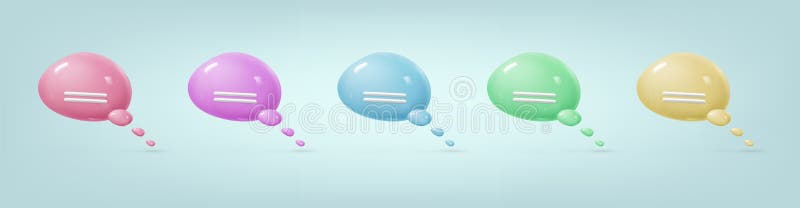 3d Speech Bubble. Realistic Plastic Icon Speech Boxes Different Color ...