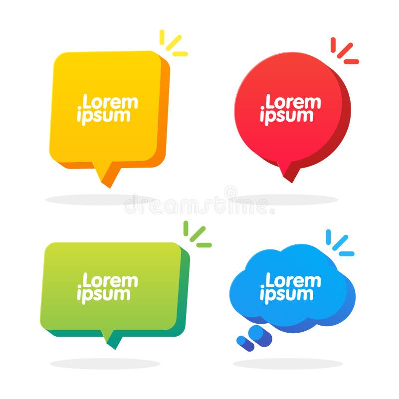3d Speech Bubble Shapes Set. Vector Cloud, Square, Circle and Rectangle ...