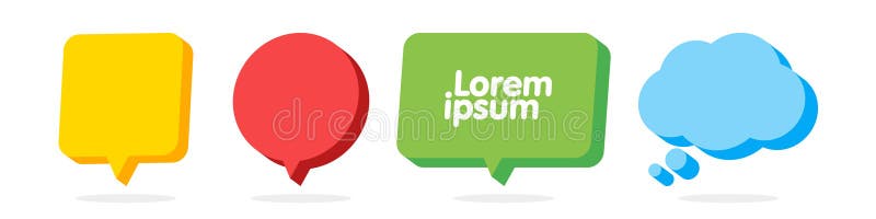 3d Speech Bubble Shapes Set. Vector Cloud, Square, Circle and Rectangle ...