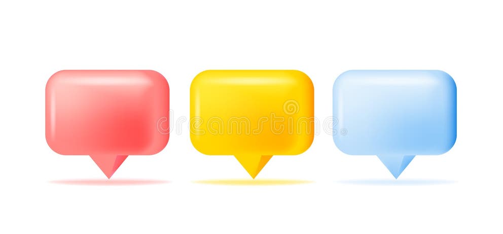 3d Speech Bubble Shapes Set. Vector Rectangle Chat Box Banner Stock ...