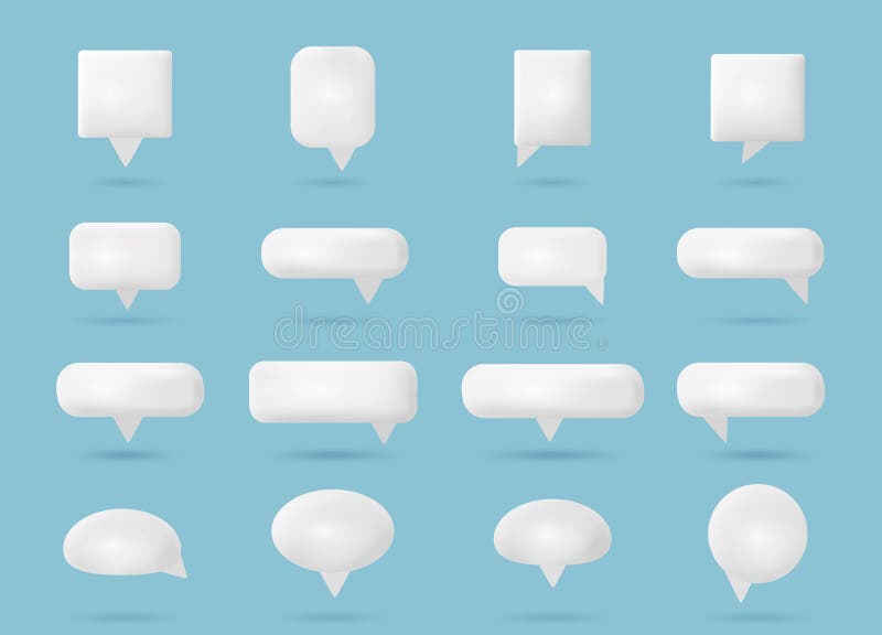 3d Speech Bubbles for Chat Messages. Conversation Talk Elements, White ...