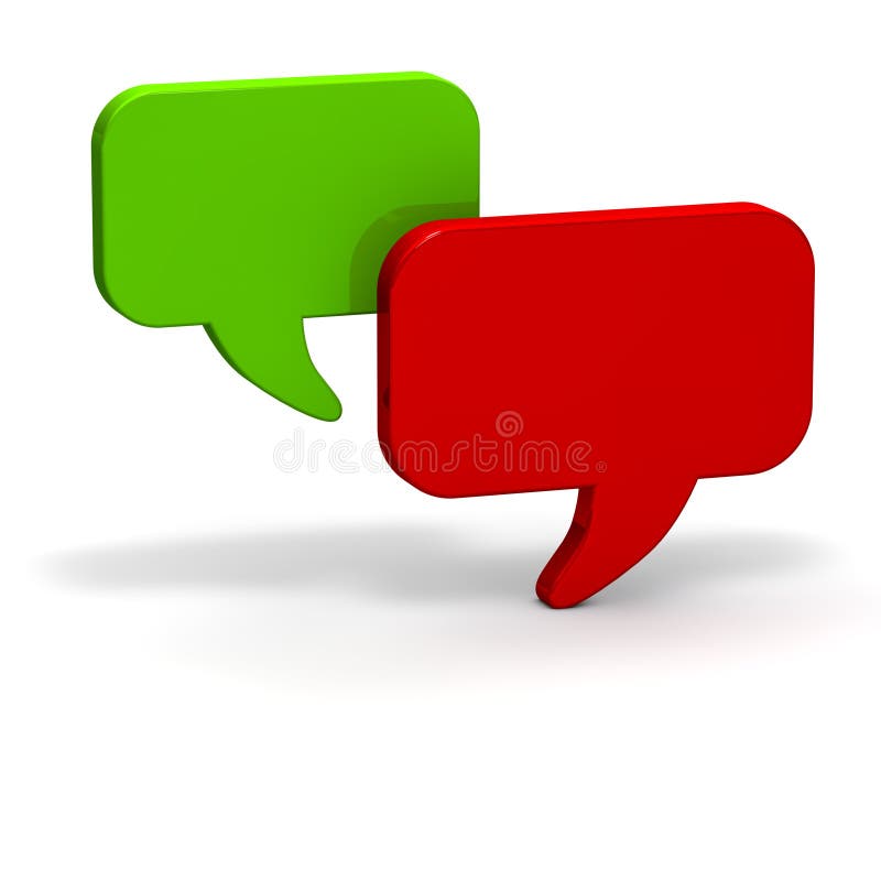 3D Speech Bubbles Dialogue Chat Green Red. Stock Illustration ...