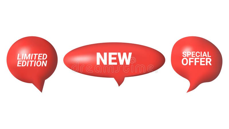 3D Speech Bubbles Different Shapes Message Icon. Stock Vector ...