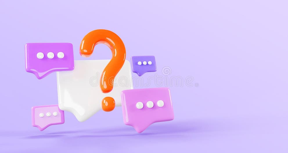 3d Speech Bubbles with Faq Sign Render Purple Background. Question ...