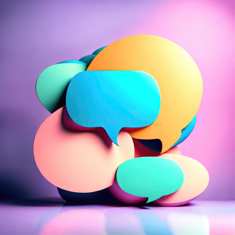 3D Speech Bubbles on Gradient Background Stock Illustration ...