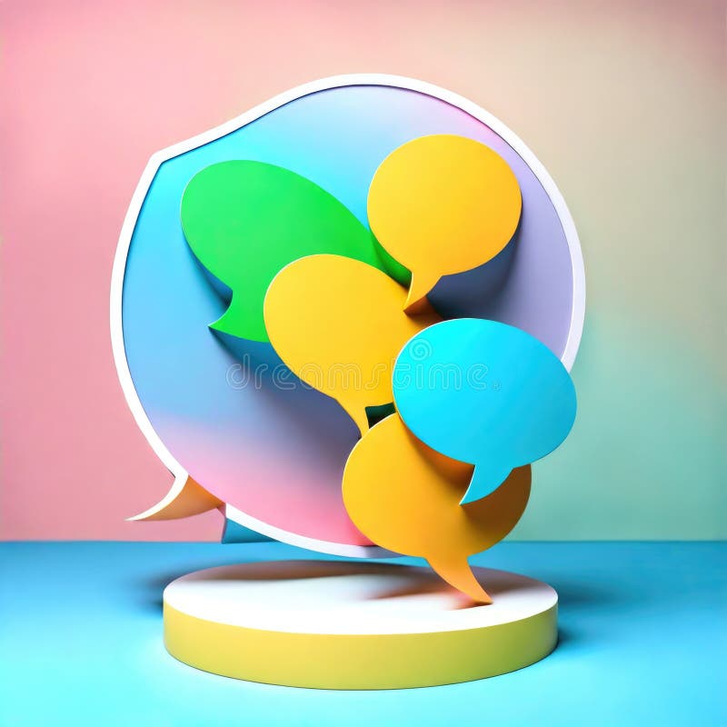 3D Speech Bubbles on Gradient Background Stock Illustration ...