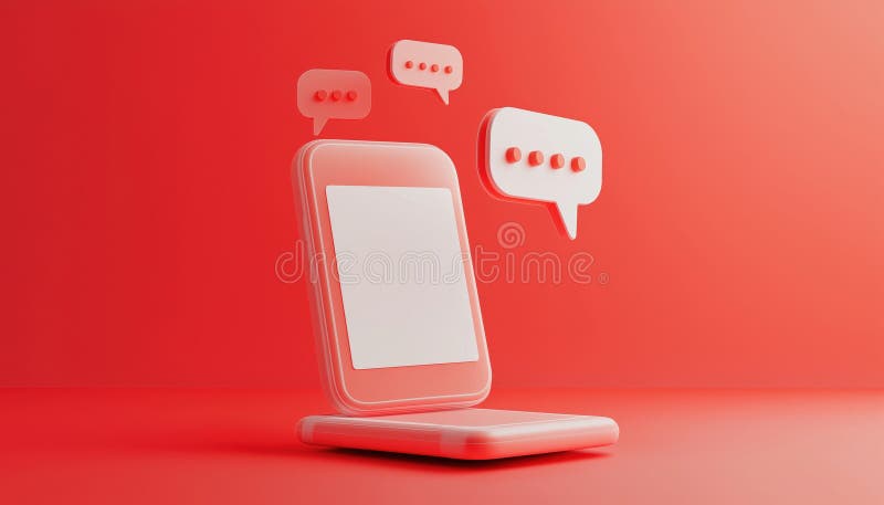 3d Speech Bubbles on Mobile Phone with Alert Notice Stock Illustration ...