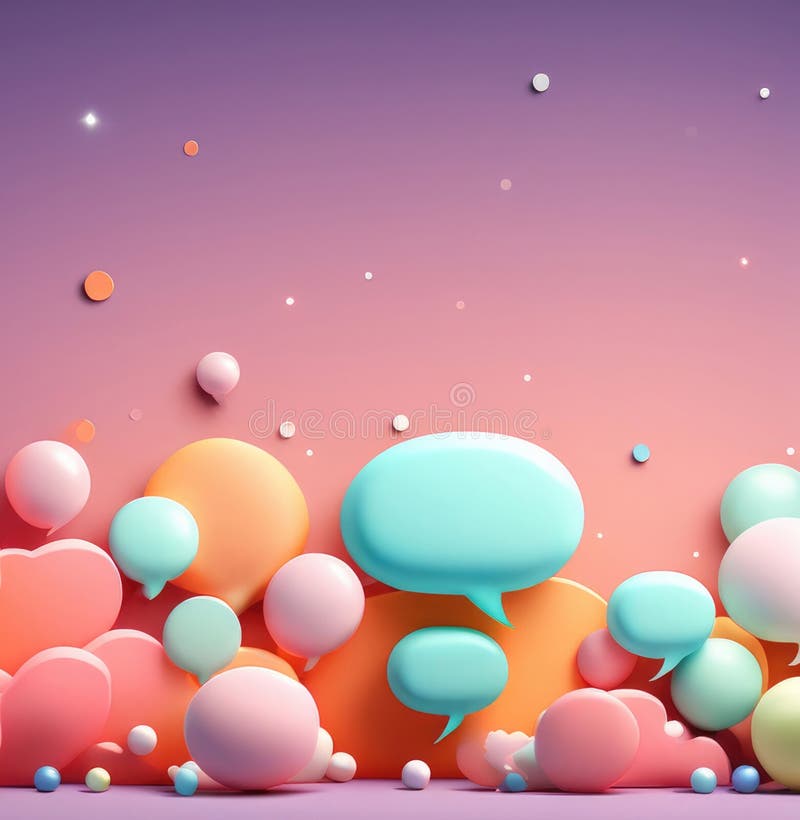 3D Speech Bubbles on Pastel Backdrop Stock Illustration - Illustration ...