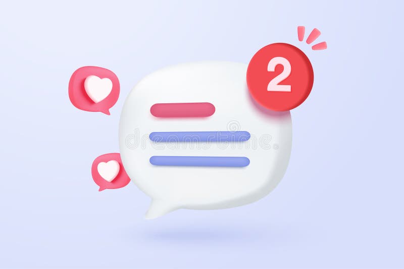 3D Speech Bubbles Symbol on Social Media Icon Isolated on Pastel ...