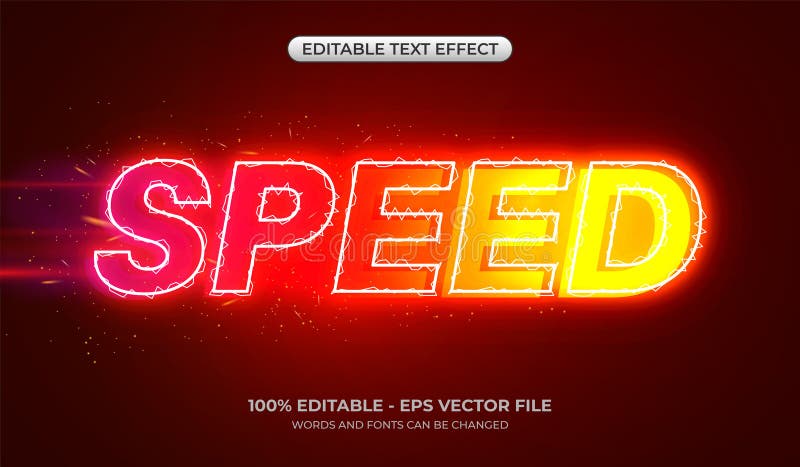 3D Speed Text Effect. Editable Gradient Neon Text Effect with Sparks ...