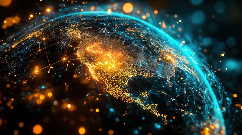 Futuristic View of High Tech Earth Planet Stock Illustration ...