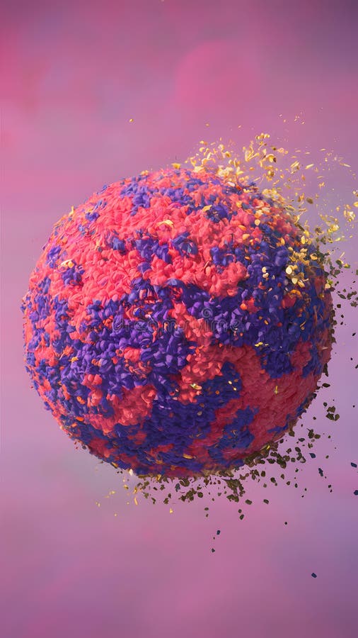 3D Sphere of Colorful Particles, Some Disintegrating, Dynamic Visual ...