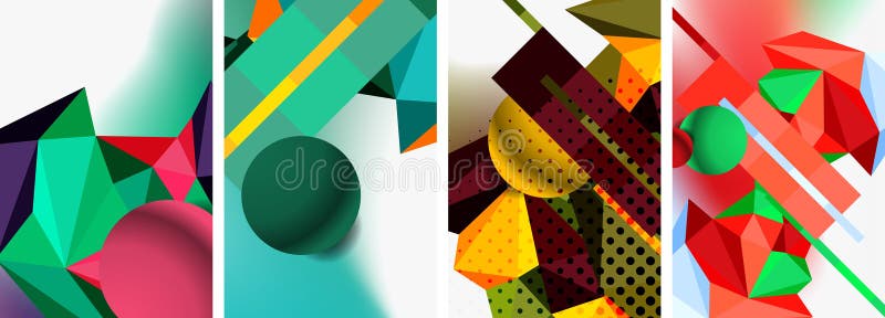 3d Sphere and 3d Low Poly Triangle Design. Vector Illustration for ...