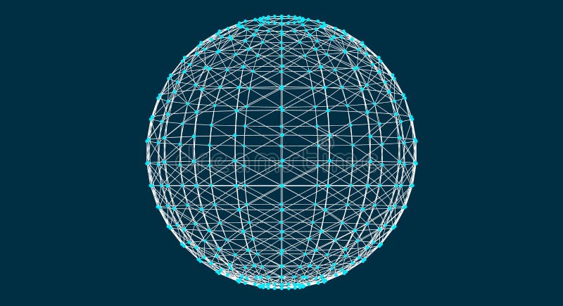 3d Sphere with Mesh Effect, Abstract Connections with Dots are in Space ...