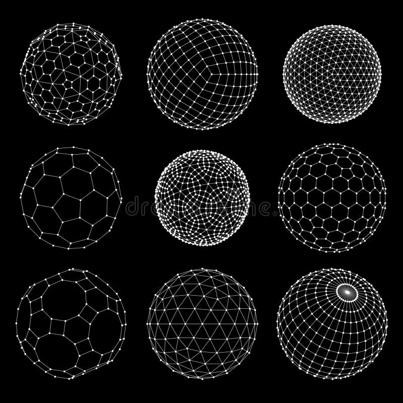 3D Sphere Mesh Grid. Ball or Sphere in Grid of Line Stock Vector ...