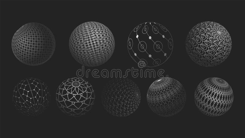 3D Sphere Mesh Grid. Ball or Sphere in Grid of Line. 3D Abstract Object ...
