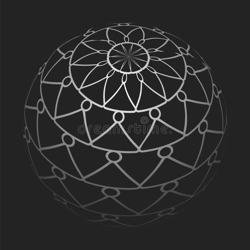 3D Sphere Mesh Grid. Ball or Sphere in Grid of Line. 3D Abstract Object ...